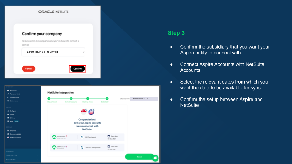How to integrate Aspire Account with NetSuite?